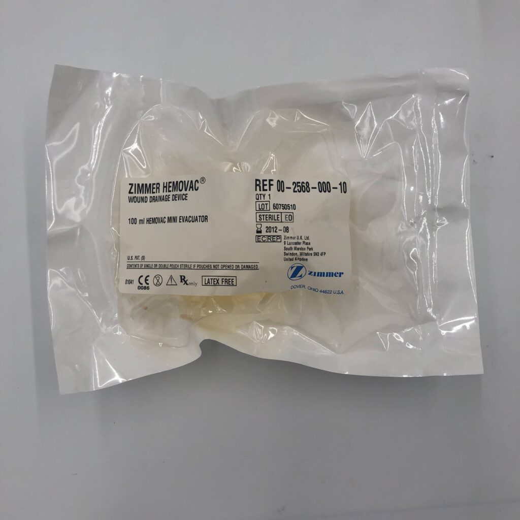 ZIMMER 00-2568-000-10 Hemovac 100ml Mini Evacuator, Wound Drainage ...