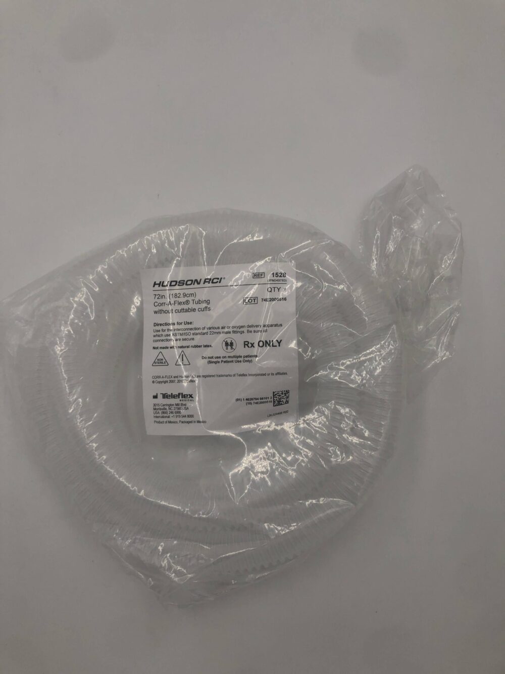 TELEFLEX 1528 Hudson RCI 72in Corr-A Flex Tubing without Cuttable Cuffs ...