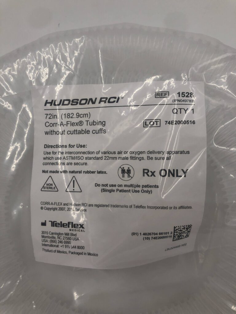 TELEFLEX 1528 Hudson RCI 72in Corr-A Flex Tubing without Cuttable Cuffs ...