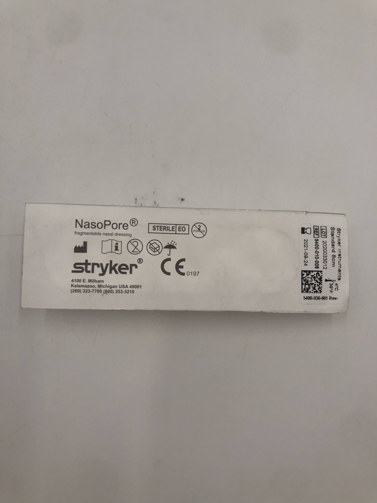 STRYKER 5400-010-008 NasoPore Fragmentable Nasal Dressing, Standard 8cm ...
