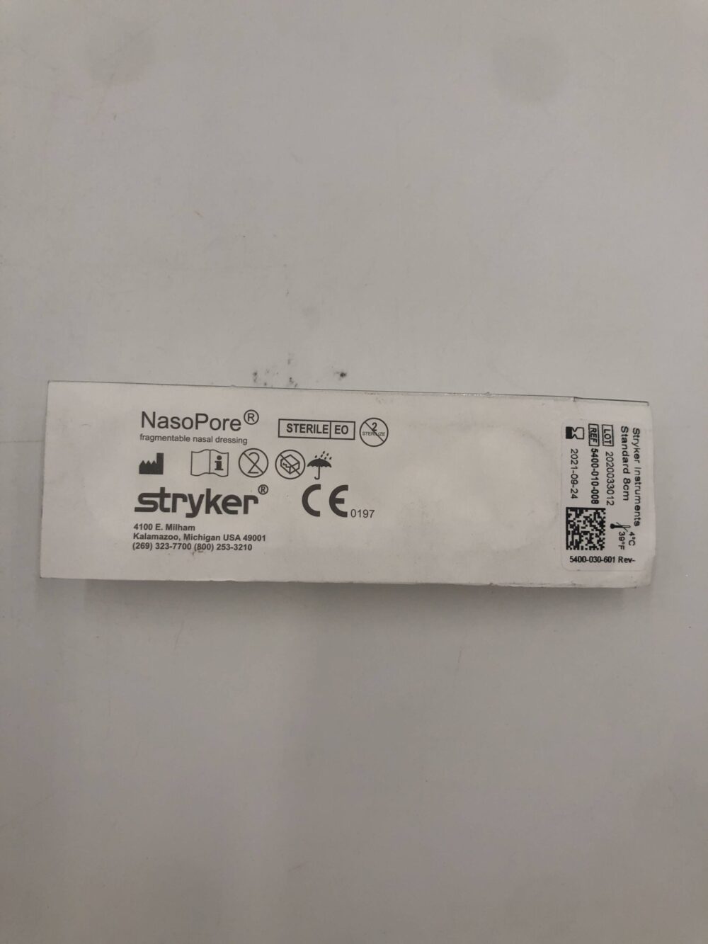 STRYKER 5400-010-008 NasoPore Fragmentable Nasal Dressing, Standard 8cm ...