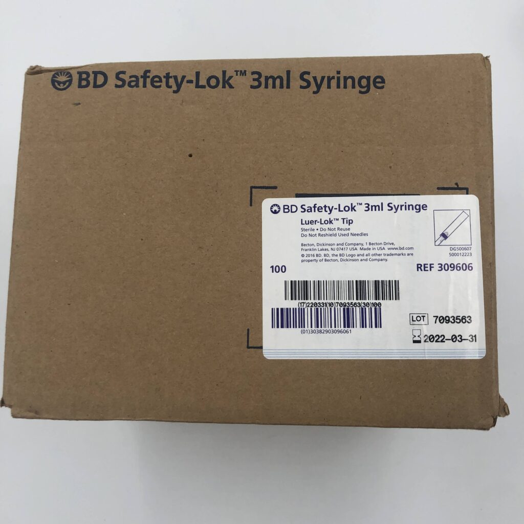 BD 309606 Safety-Lok 3ml Syringe Luer-Lok Tip (100/Box) (X) - GB TECH USA