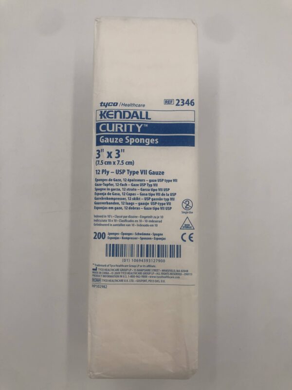 TYCO 2346 Kendall Curity Gauze Sponges 3x3in, 12Ply (200/Pkg) - GB TECH USA