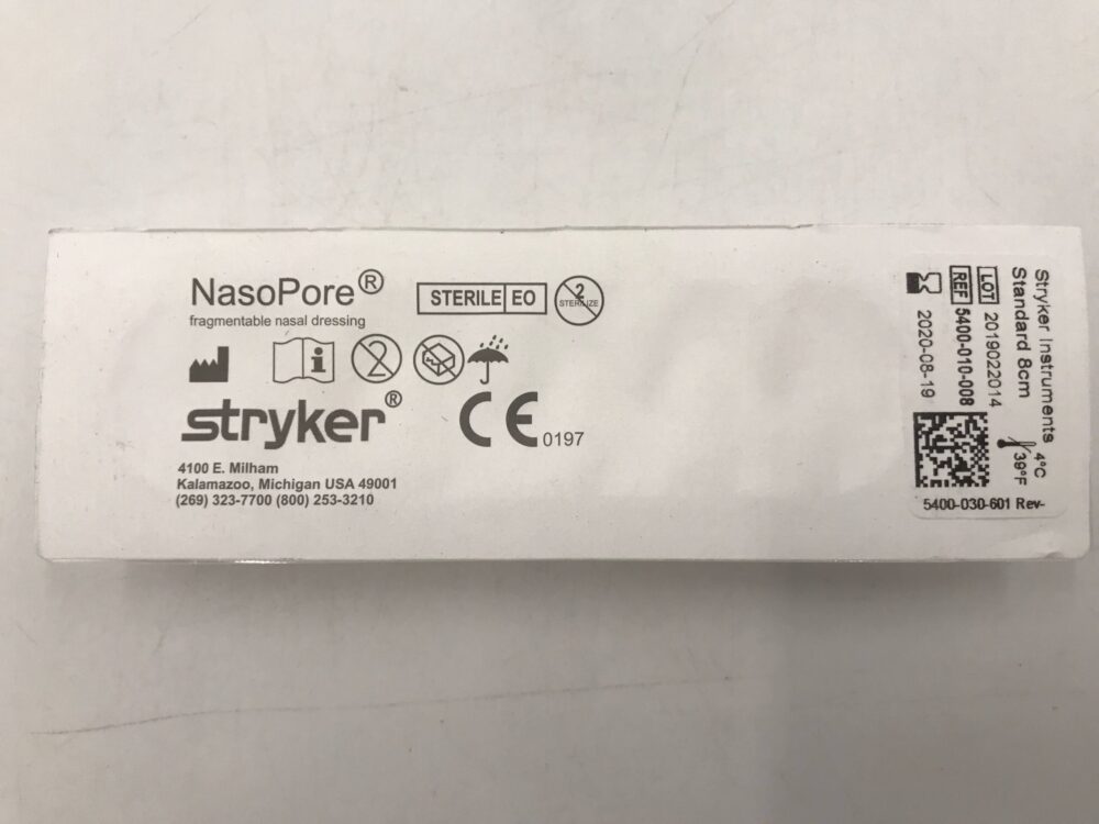 STRYKER 5400-010-008 NasoPore Fragmentable Nasal Dressing, Standard 8cm ...