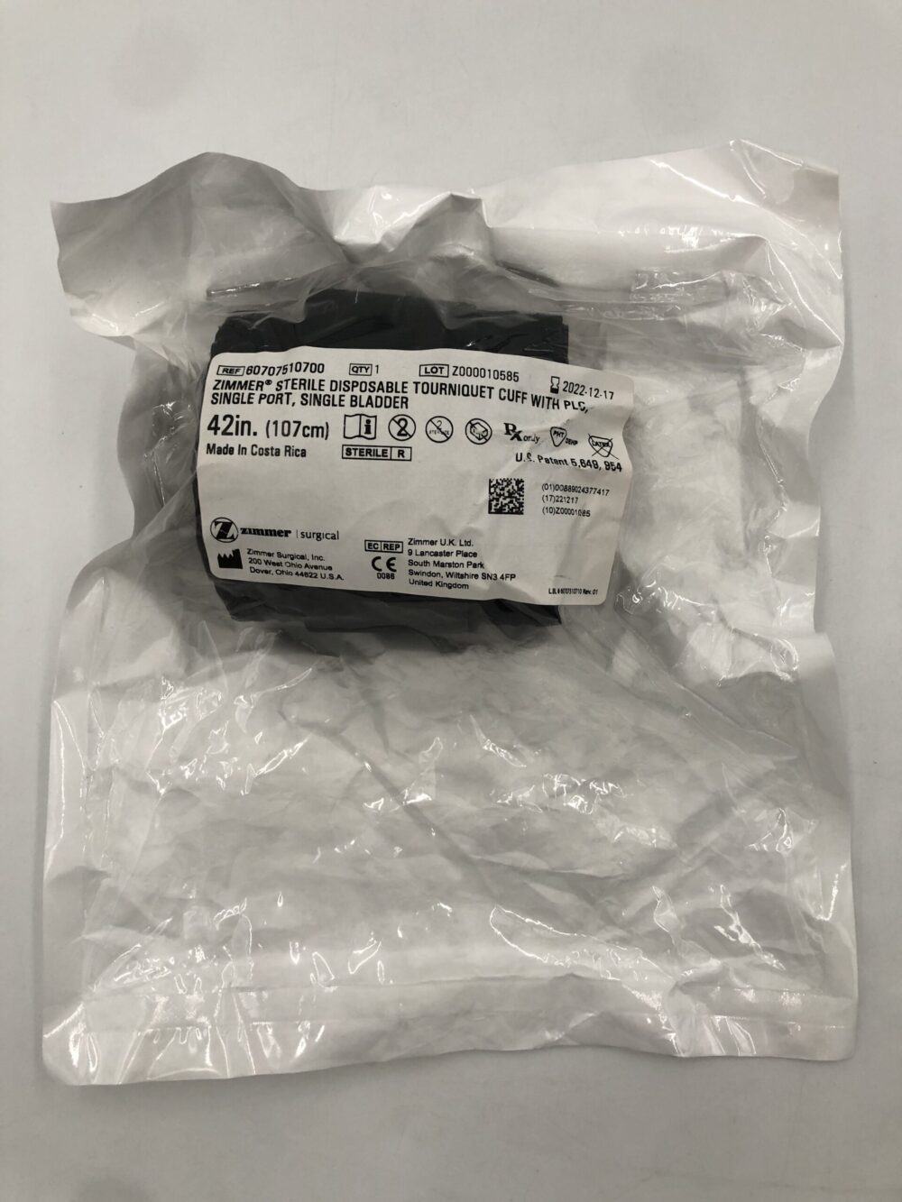 ZIMMER 60707510700 Disposable Tourniquet Cuff w/ PLC, Single Port ...