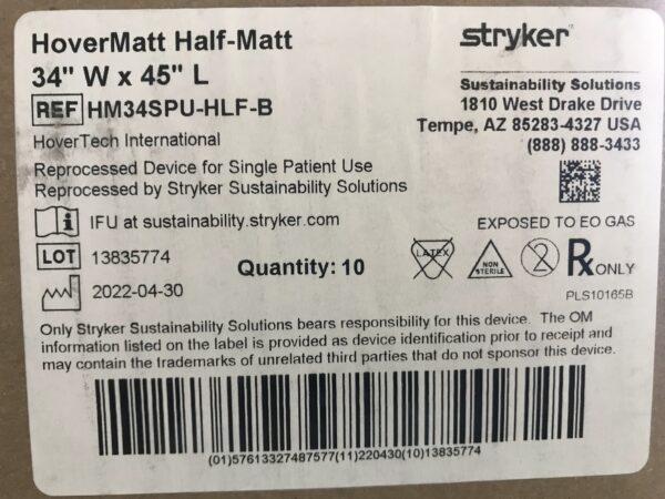 Stryker HM34SPU-HLF-B HoverMatt Half-Matt 34inx45in (Reprocessed) (10 ...