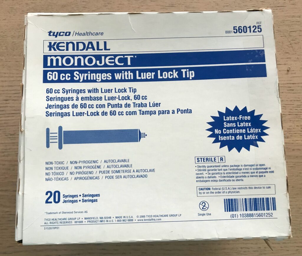 Tyco Healthcare 560125 Kendall Monoject 60cc Syringes w/ Luer Lock Tip ...