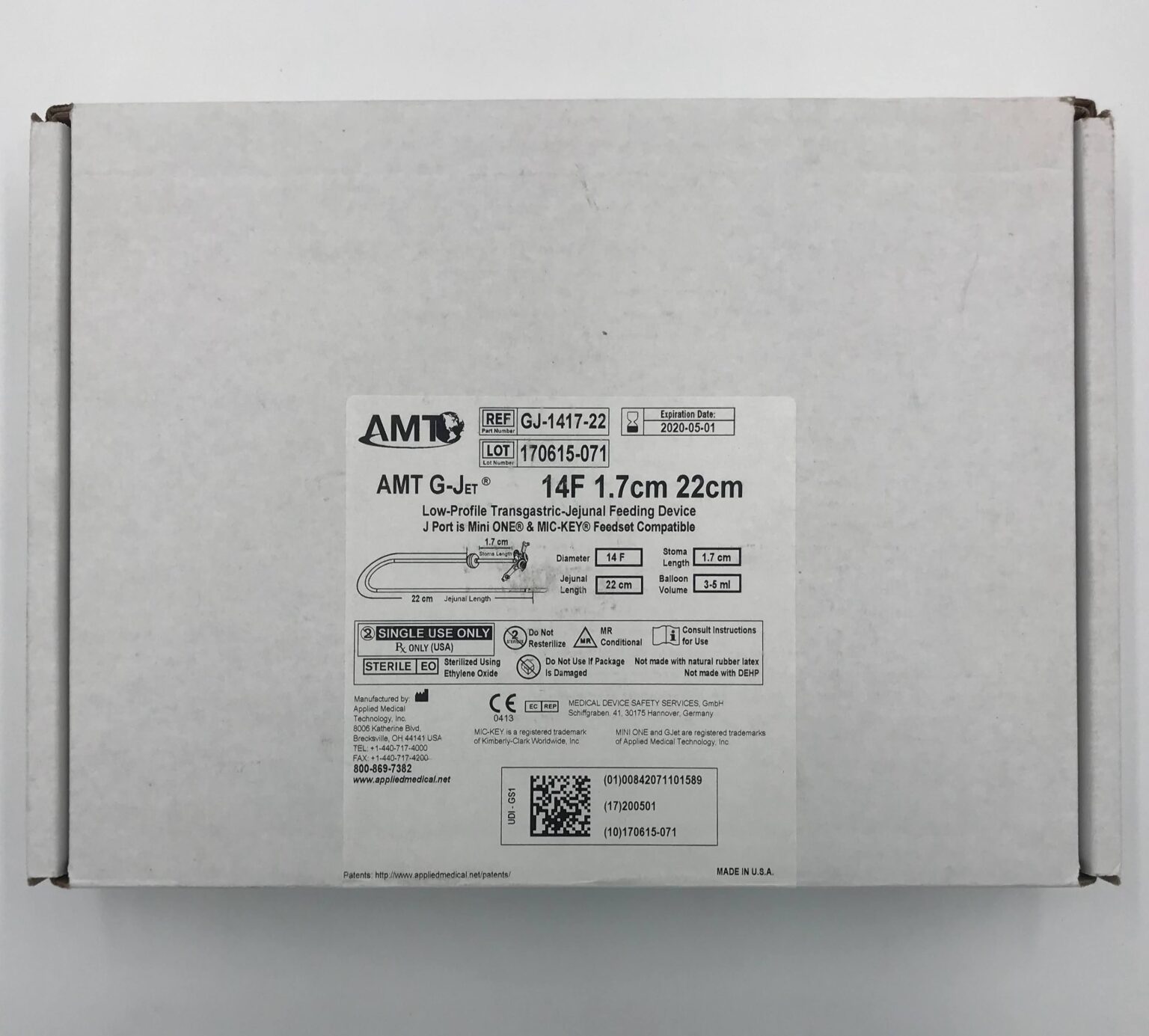 Applied Medical GJ-1417-22 AMT G-Jet Low Profile Transgastric Jejunal ...
