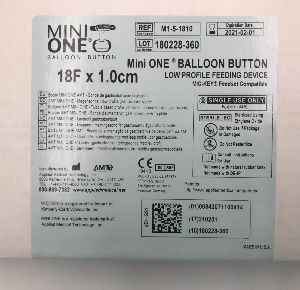 Applied Medical M1-5-1810 Mini One Balloon Button Low Profile Feeding ...