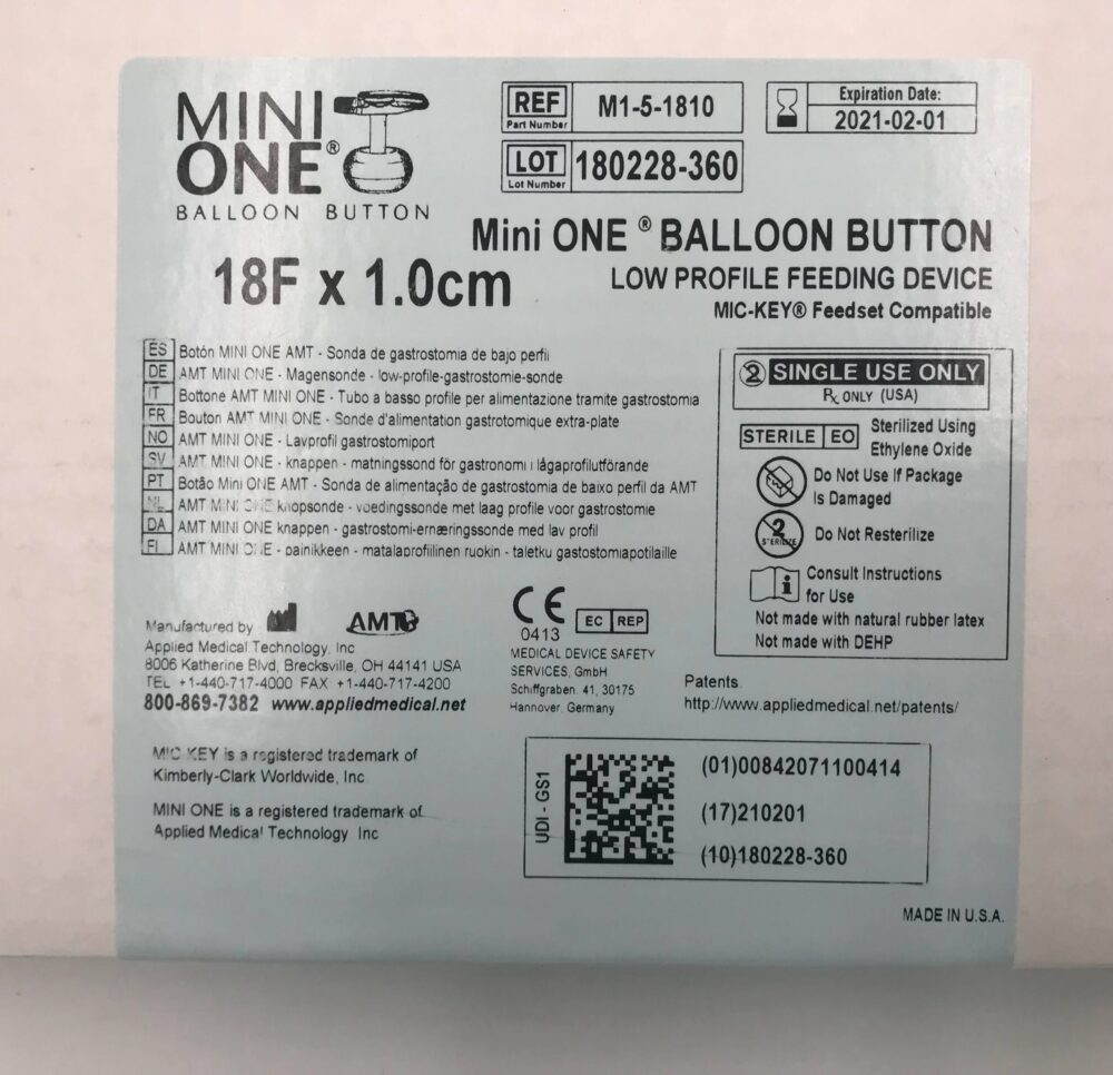 Applied Medical M1-5-1810 Mini One Balloon Button Low Profile Feeding ...