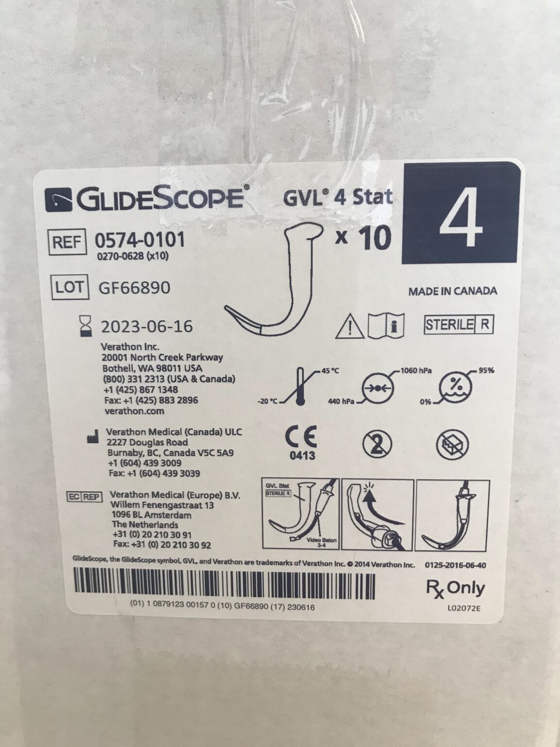 Verathon 0574-0101 GlideScope Video Laryngoscopes (10/Box) (X) - GB ...