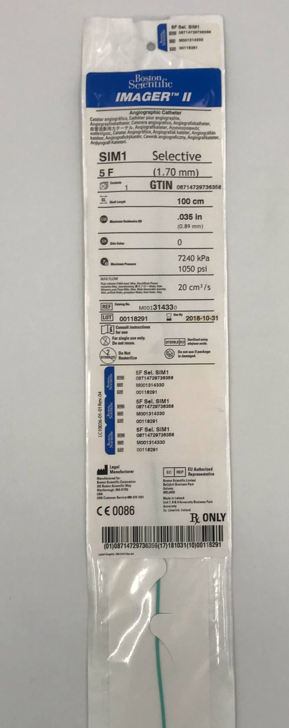 Boston Scientific 31433 Imager II Angiographic Catheter 5F (x) – GB ...