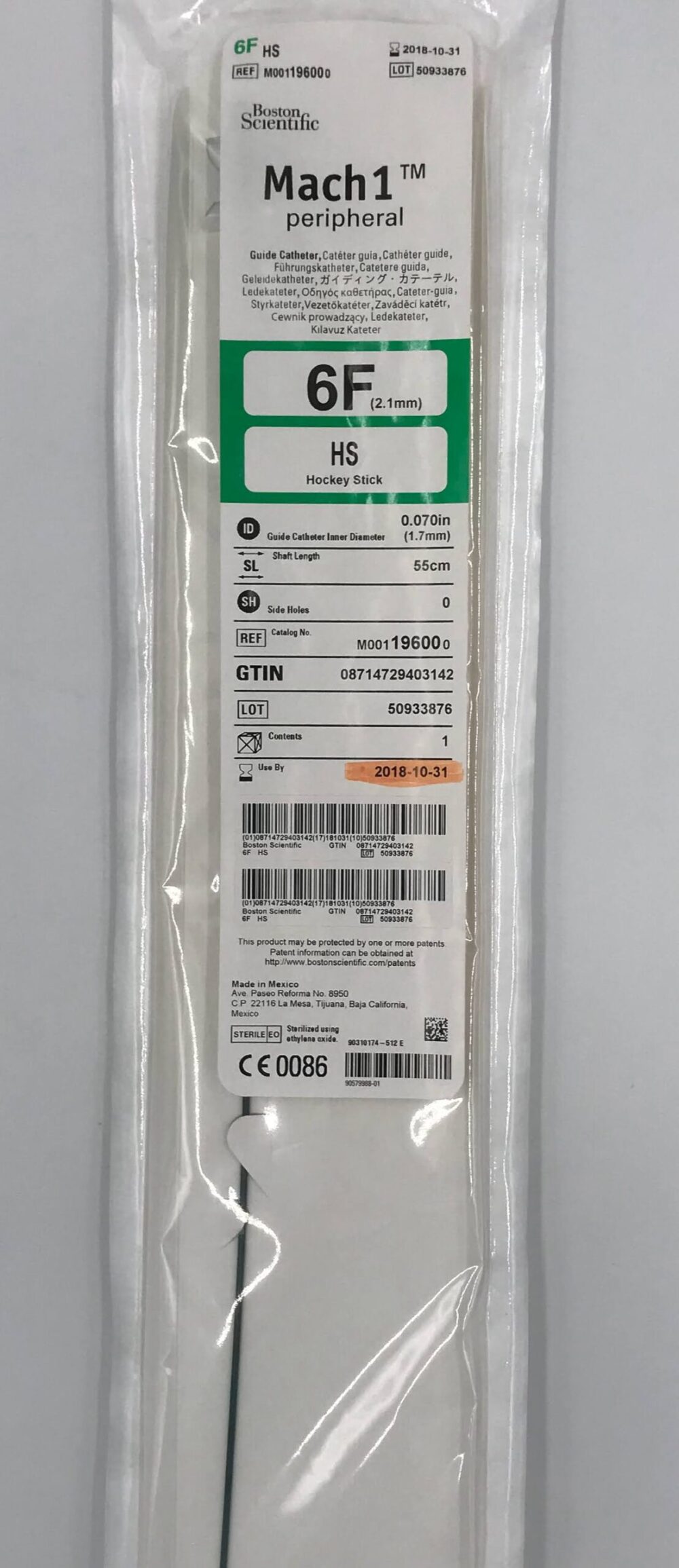 Boston Scientific 19600 Mach1 Peripheral HS Hockey Stick Guide Catheter ...