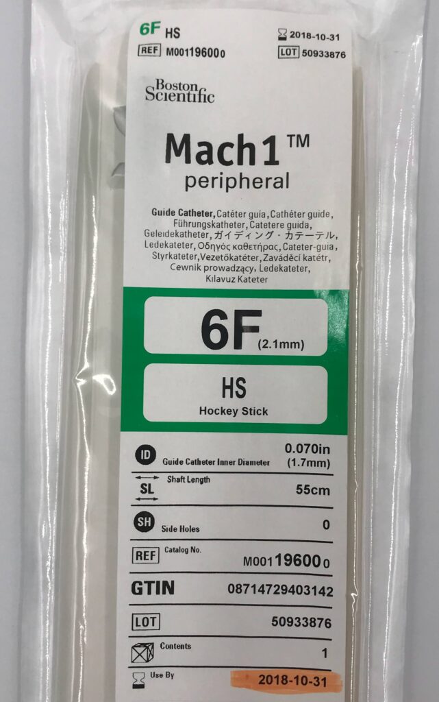 Boston Scientific 19600 Mach1 Peripheral HS Hockey Stick Guide Catheter 6F (x) - GB TECH USA