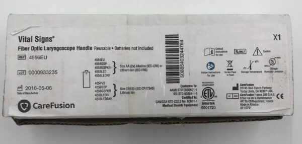 CareFusion 4556EU Vital Signs Fiber Optic Laryngoscope Handle (REUSABLE ...