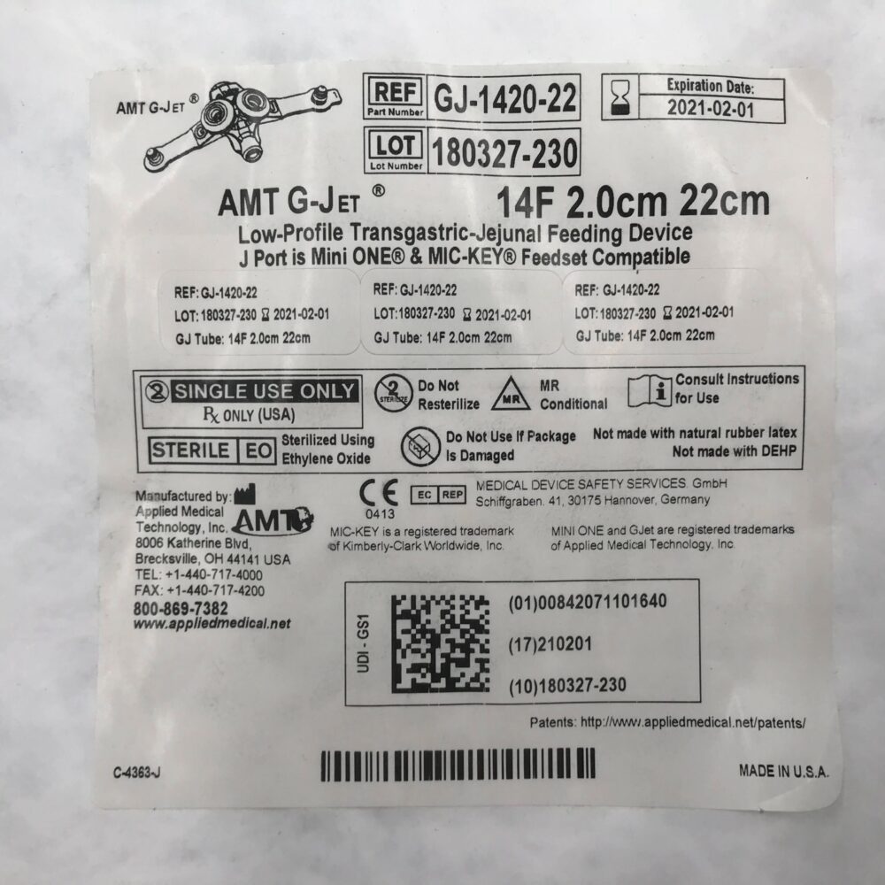 Applied Medical GJ-1420-22 AMT G-Jet Low Profile Transgastric-Jejunal ...