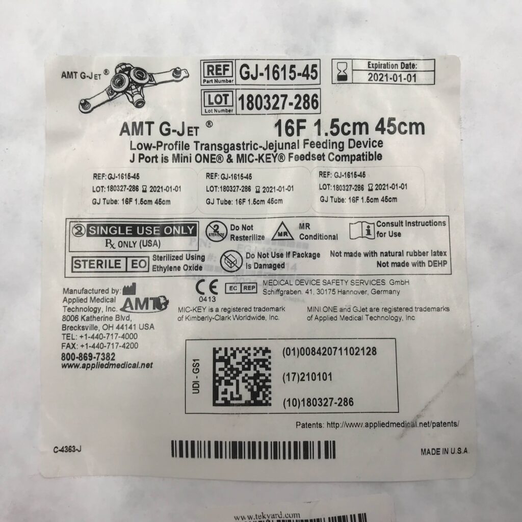 Applied Medical GJ-1615-45 AMT G-Jet Low Profile Transgastric-Jejunal ...