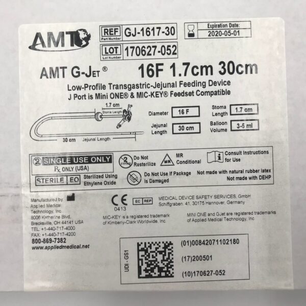 Applied Medical GJ-1617-30 AMT G-Jet Low Profile Transgastric-Jejunal ...