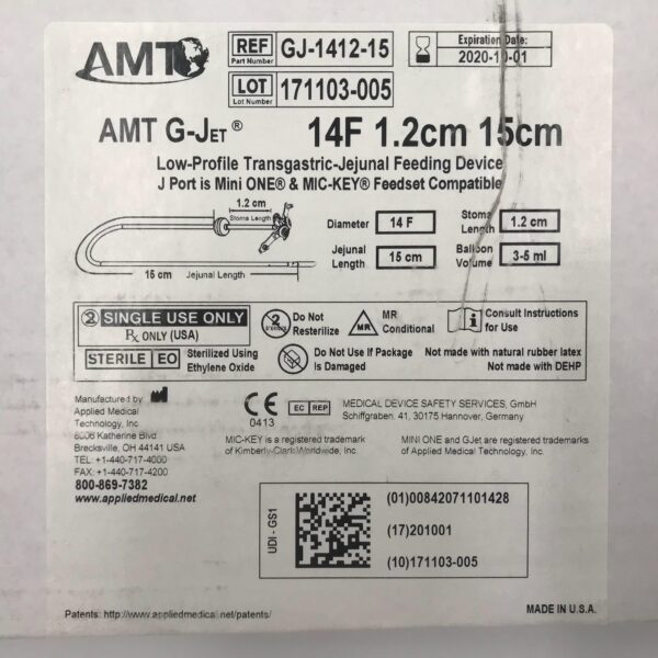 Applied Medical GJ-1412-15 AMT G-Jet Low Profile Transgastric-Jejunal ...
