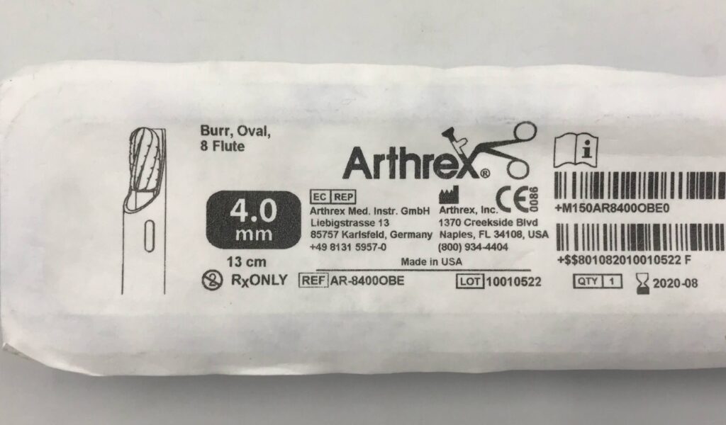 ARTHREX AR-8400OBE CoolCut Burr, Oval, 8 Flute, 4.0mm, 13cm (X) – GB ...