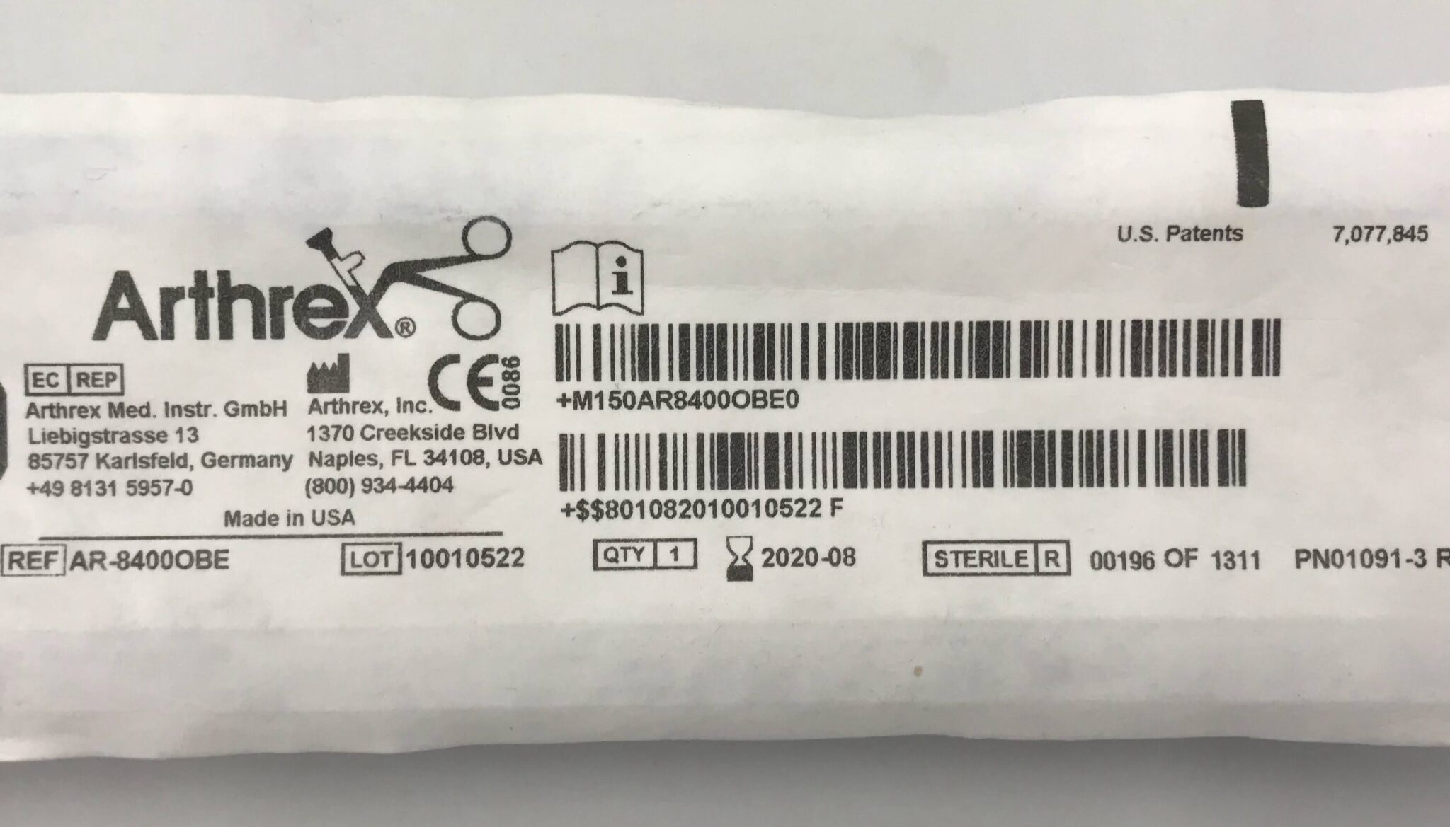 ARTHREX AR-8400OBE CoolCut Burr, Oval, 8 Flute, 4.0mm, 13cm (X) – GB ...