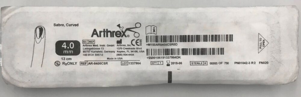 Arthrex AR-8400CSR Sabre, Curved 4mm 13cm (x) - GB TECH USA