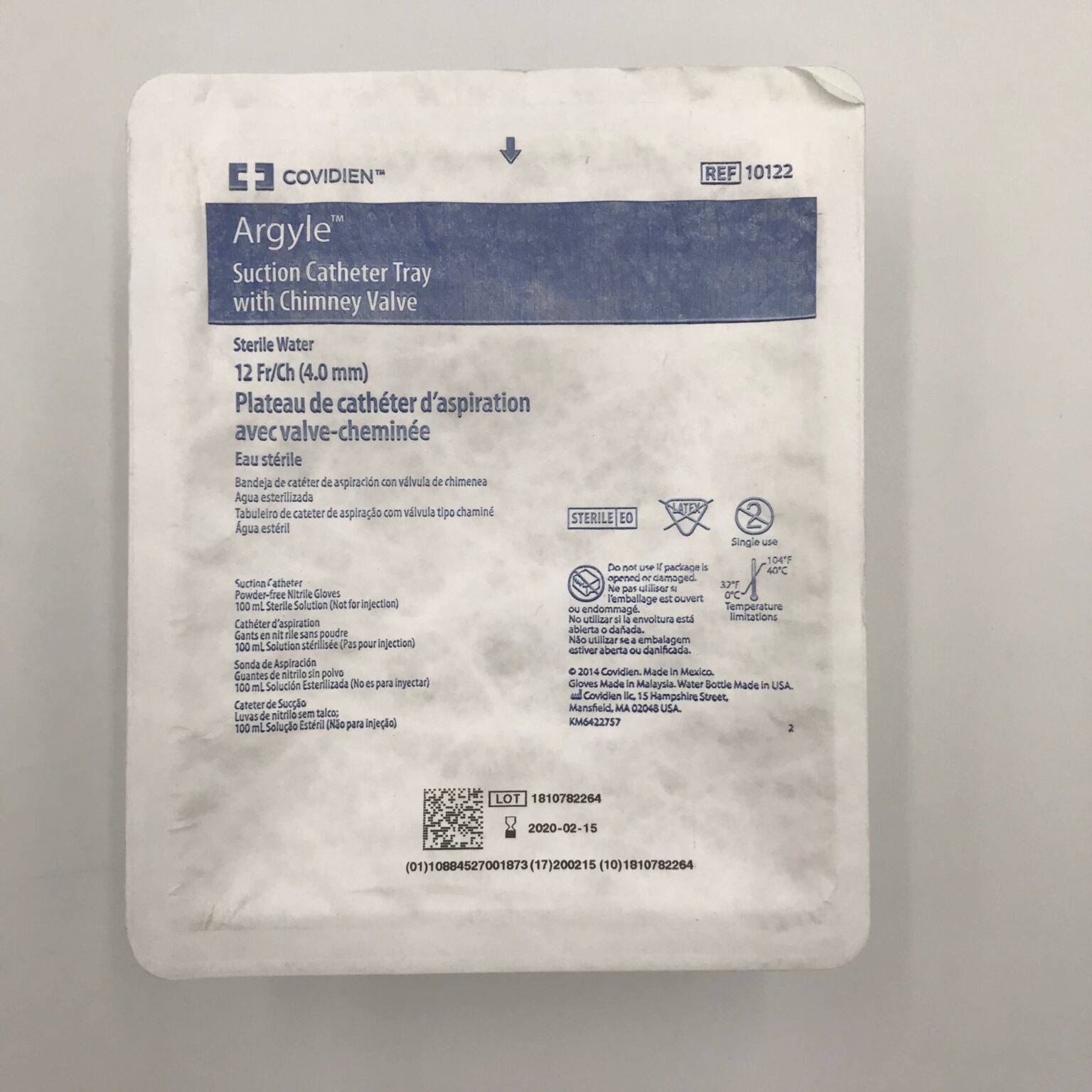 Covidien 10122 Argyle Suction Catheter Tray w/ Chimney Valve 12Fr (x ...