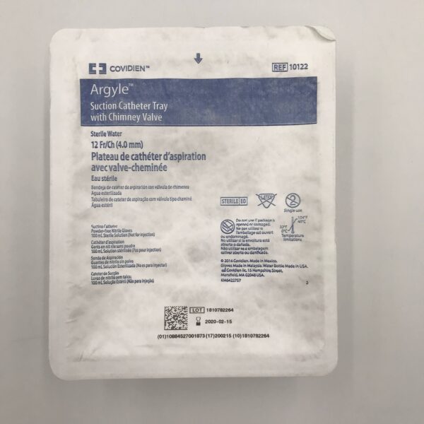 Covidien 10122 Argyle Suction Catheter Tray w/ Chimney Valve 12Fr (x ...