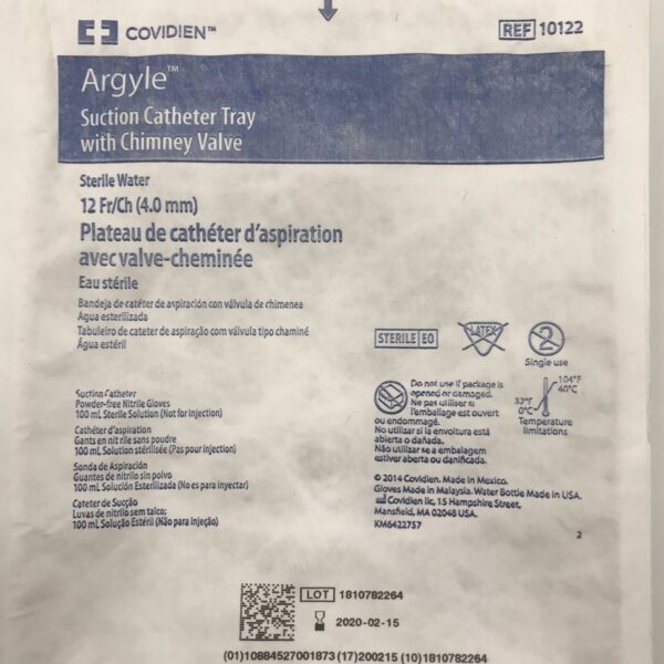 Covidien 10122 Argyle Suction Catheter Tray w/ Chimney Valve 12Fr (x ...