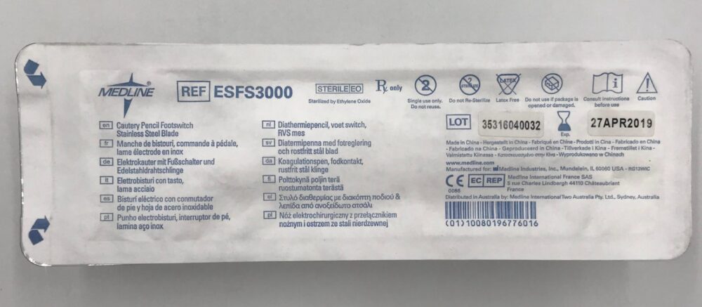 MedLine ESFS3000 Cautery Pencil FootSwitch Stainless Steel Blade (x ...