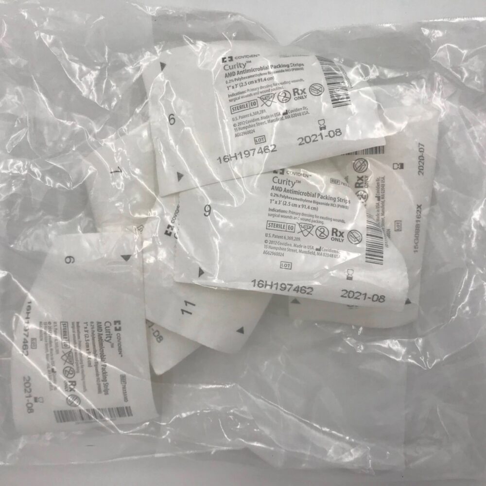 COVIDIEN 7833AMD Curity AMD Antimicrobial Packing Strips, 1in x 3in (6 ...