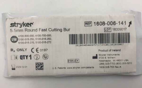 Stryker 1608-006-141 Round 5.5mm Fast Cutting Bur - GB TECH USA