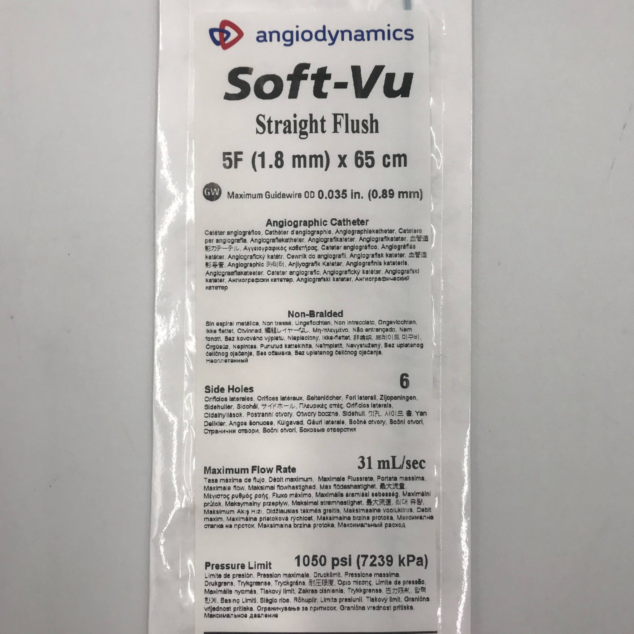 AngioDynamics 10708601 Soft-Vu Angiographic Catheter 5Fx 65cm (x) - GB ...