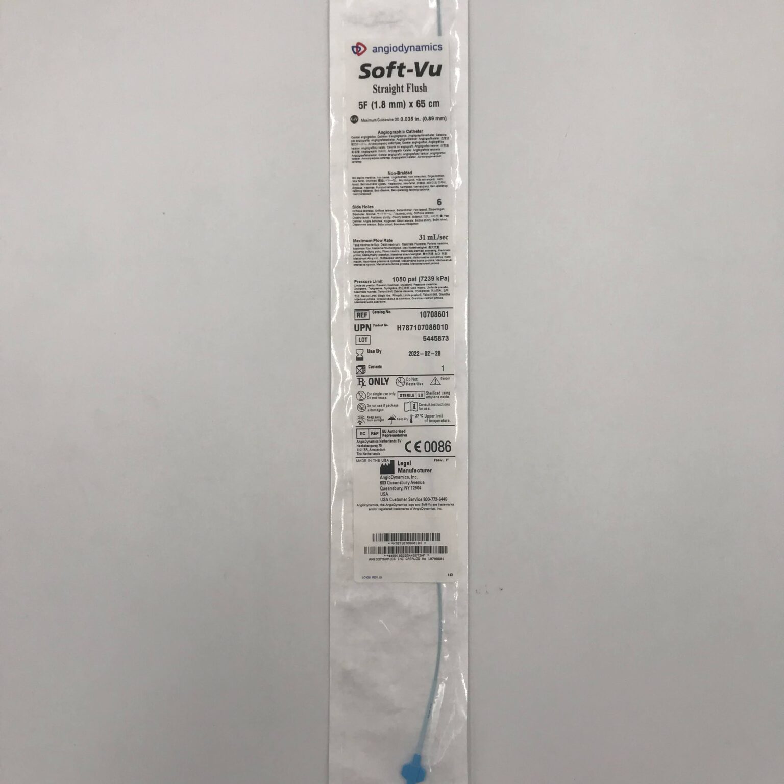 AngioDynamics 10708601 Soft-Vu Angiographic Catheter 5Fx 65cm (x) - GB ...