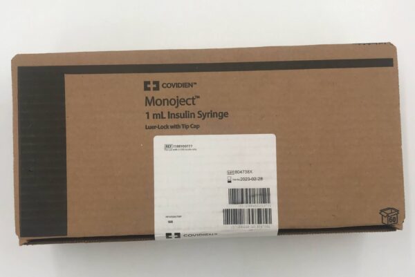 Covidien 1188100777 Monoject 1mL Insulin Syringe, Luer-Lock w/Tip Cap ...