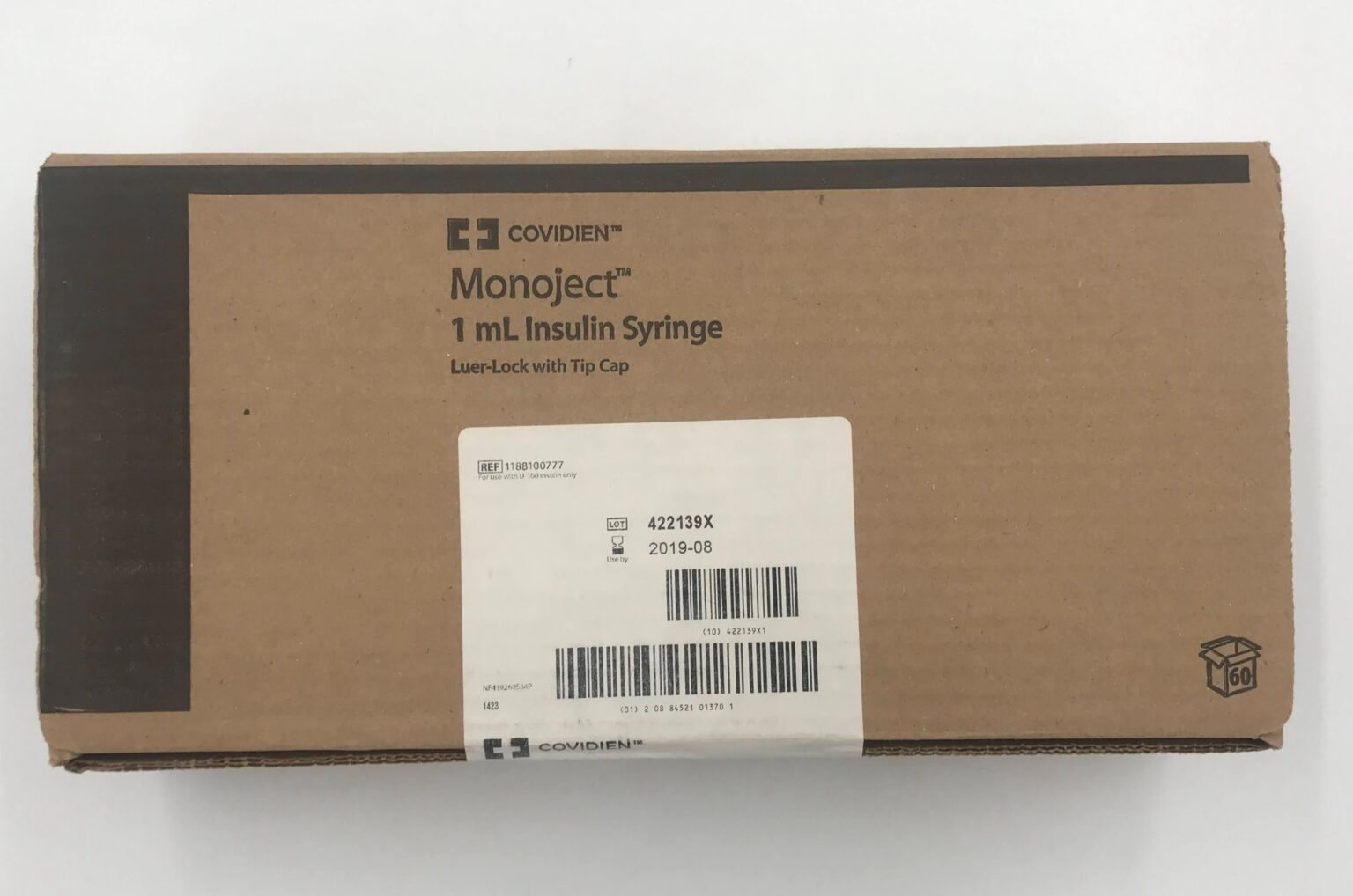 Covidien 1188100777 Monoject 1mL Insulin Syringe, Luer-Lock w/Tip Cap ...