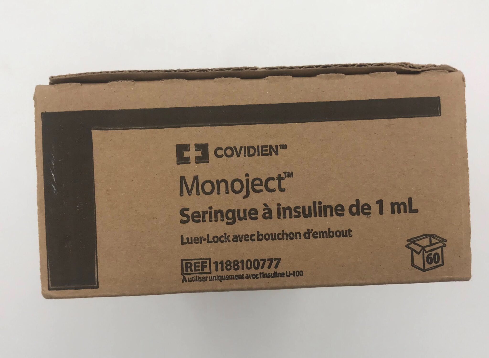 Covidien 1188100777 Monoject 1mL Insulin Syringe, Luer-Lock w/Tip Cap ...