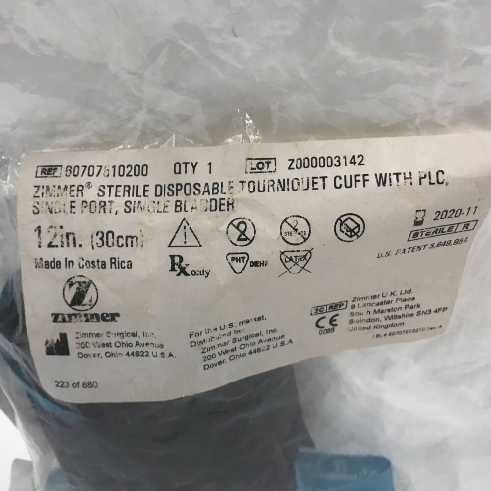 Zimmer 60707510200 Disposable Tourniquet Cuff w/ PLC, Single Port ...