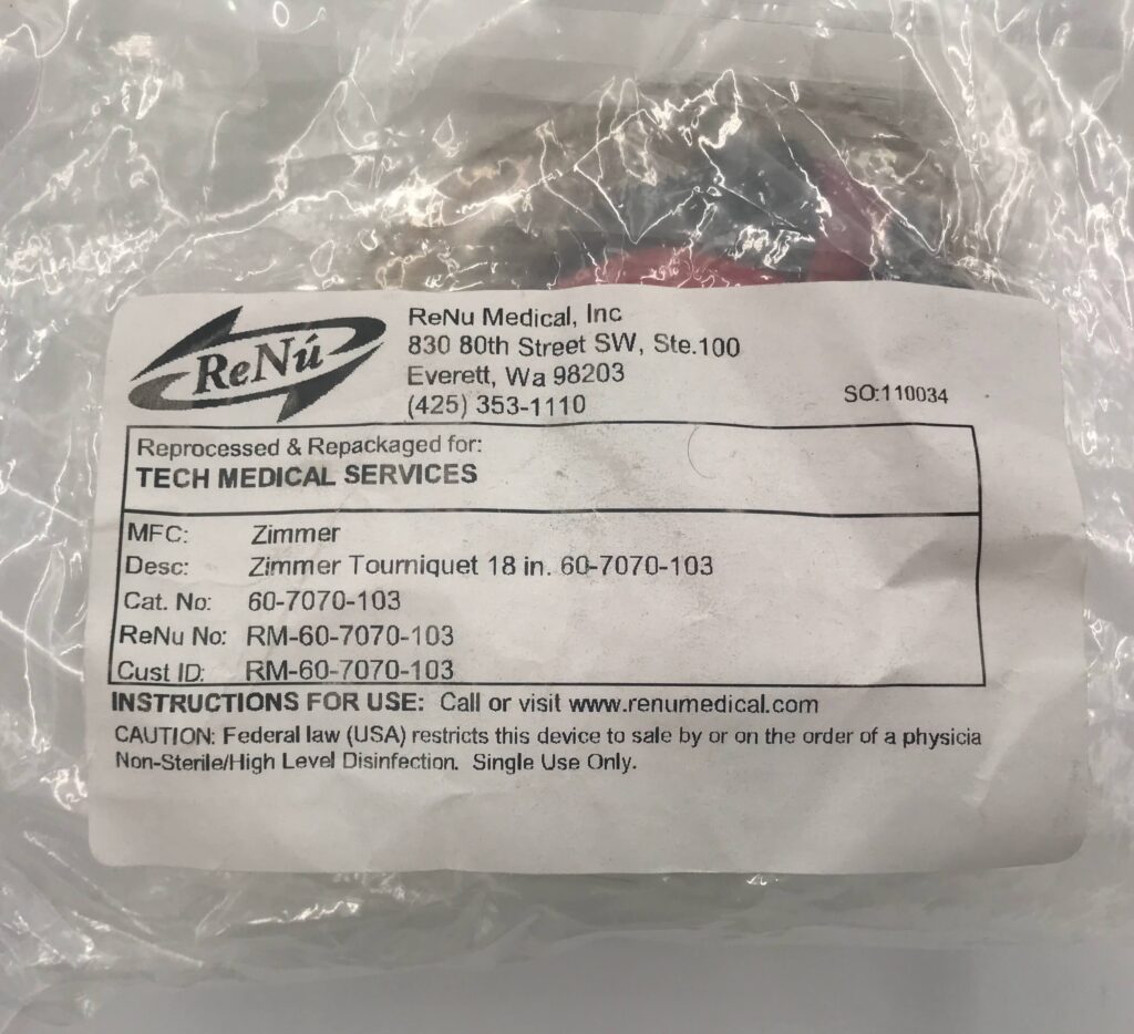 Zimmer 60-7070-103 Tourniquet 18in (Reprocessed by Renu Medical) - GB ...