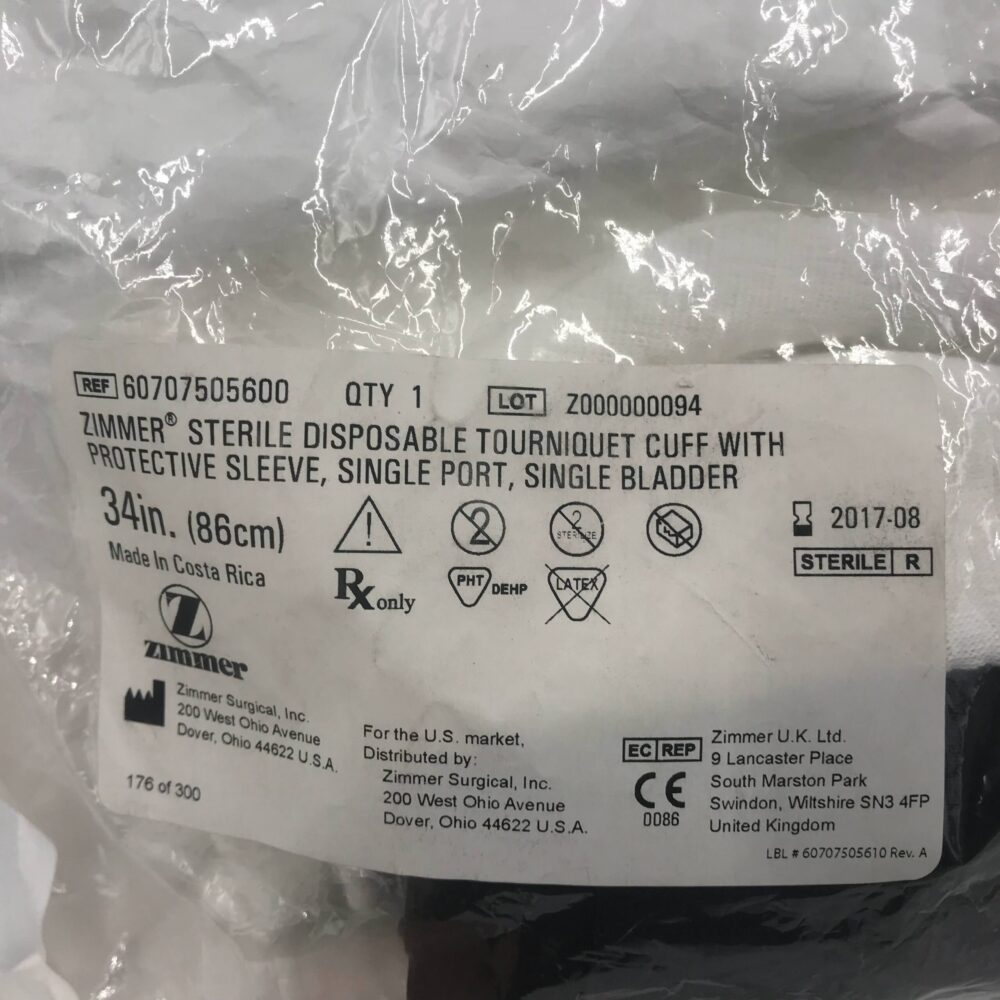 Zimmer 60707505600 Disposable Tourniquet Cuff w/ protective Sleeve ...