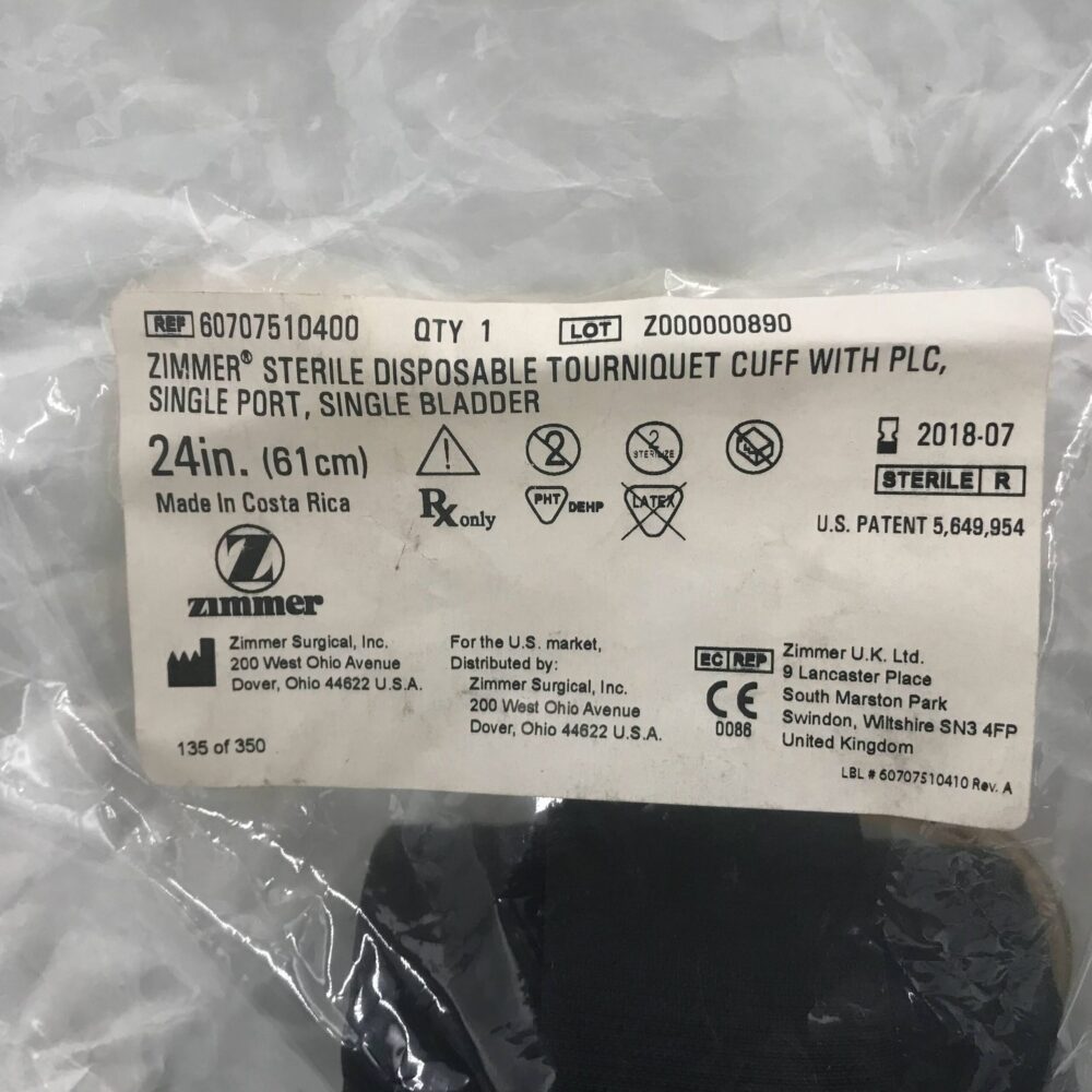 Zimmer 60707510400 Disposable Tourniquet Cuff w/ PLC, Single Port ...
