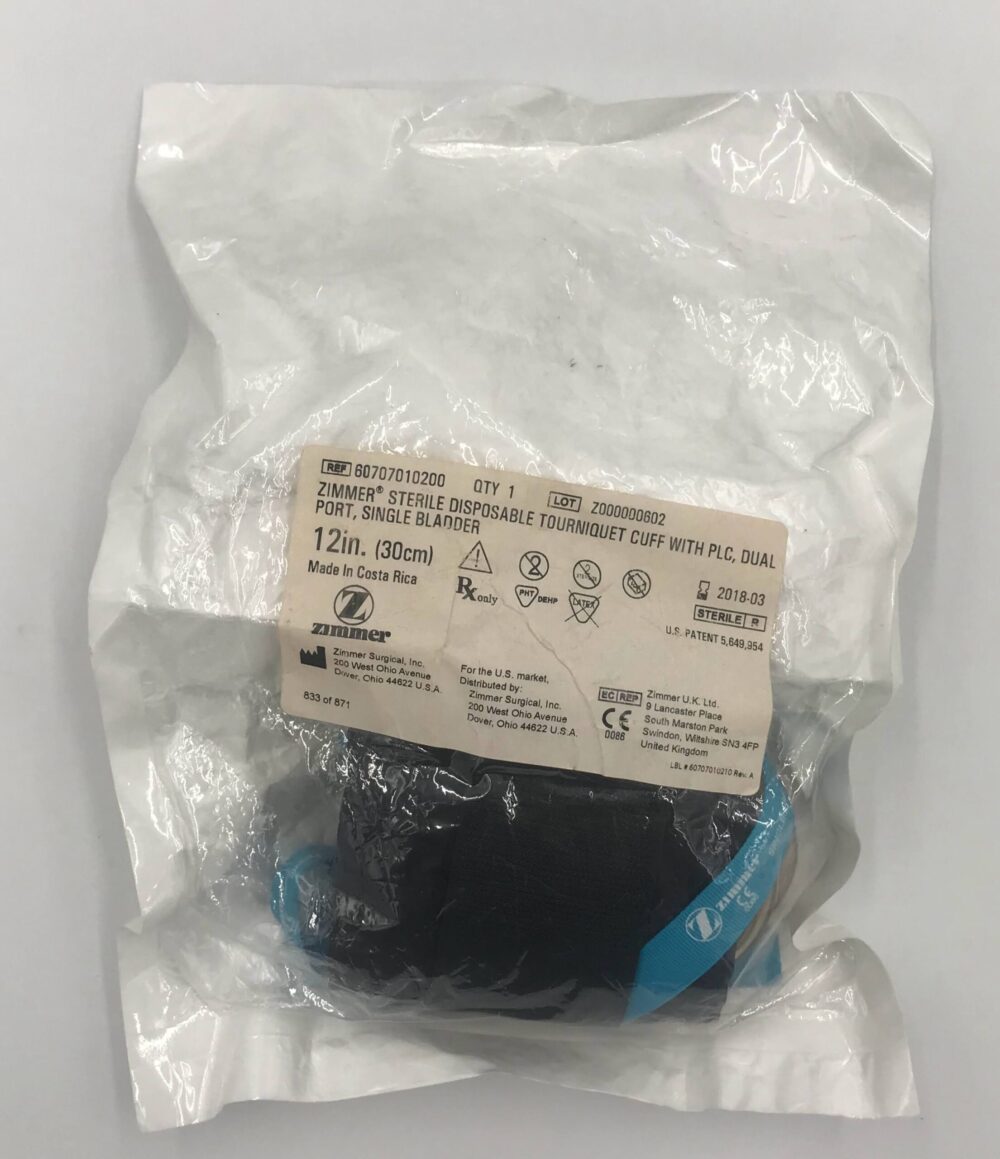 Zimmer 60707010200 Disposable Tourniquet Cuff w/ PLC, Dual Port, Single ...