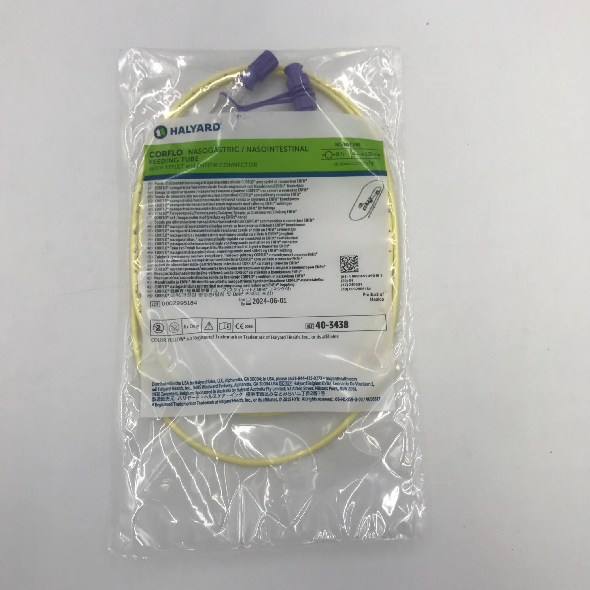 HALYARD 40-3438 Corflo Nasogastric/ Nasointestinal Feeding Tube w ...