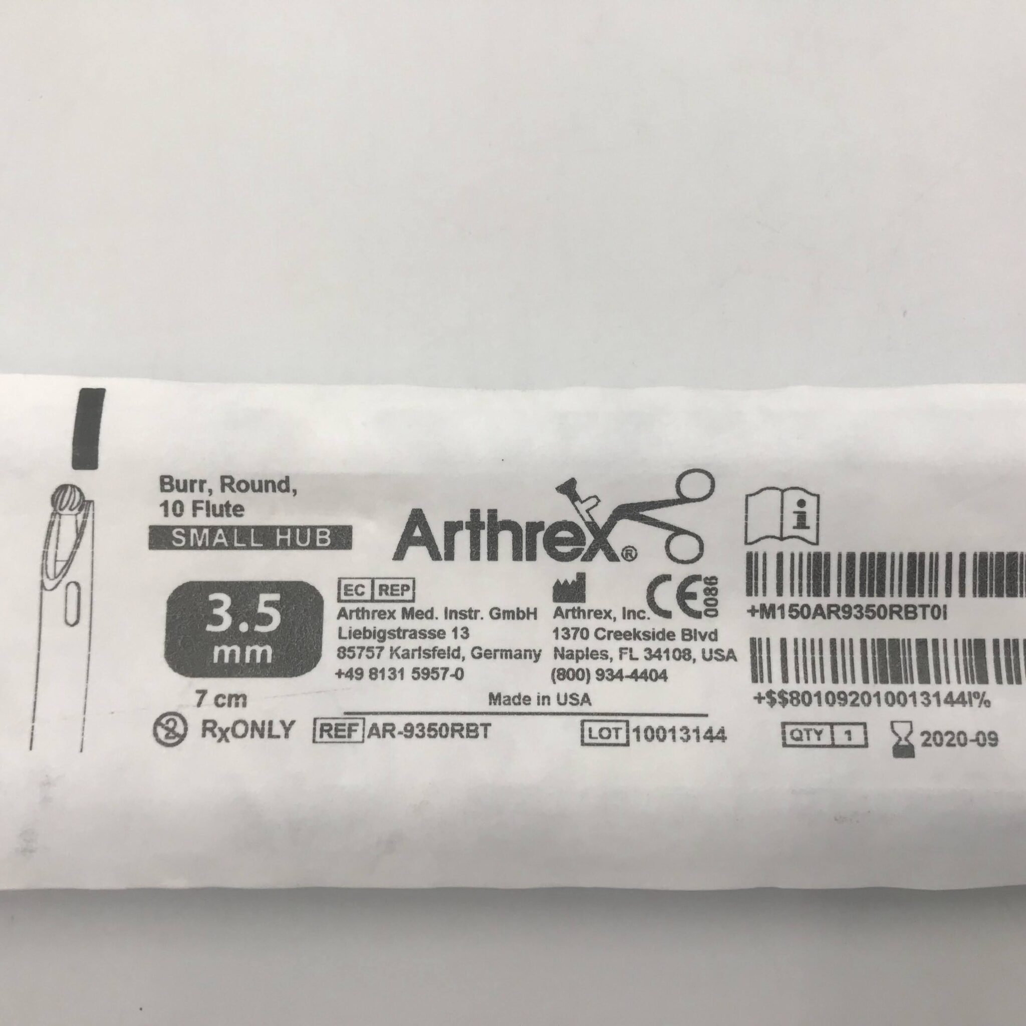 Arthrex AR-9350RBT Small Hub Burr, Round, 10 Flute 3.5mm (X) - GB TECH USA