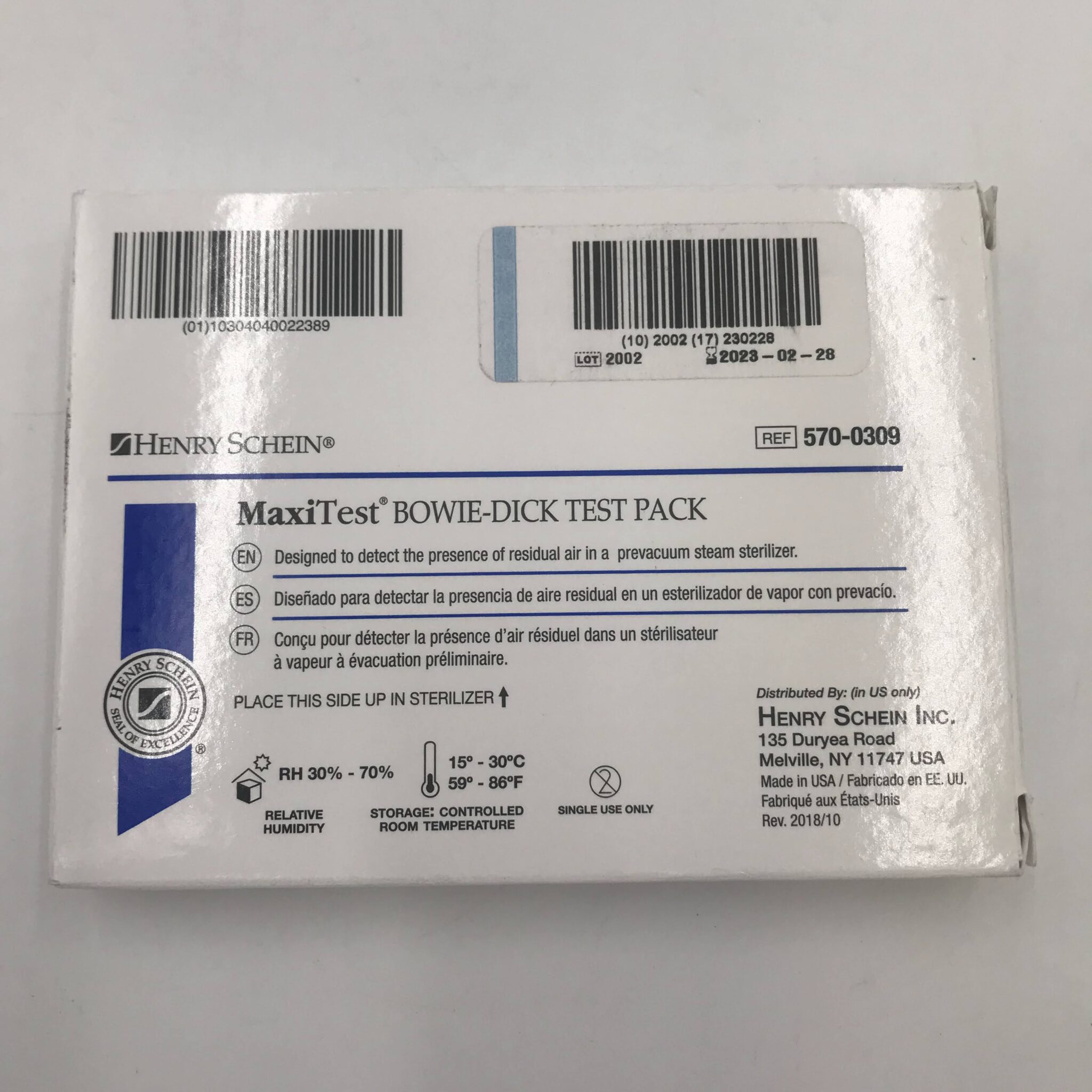 HENRY SCHEIN 570-0309 MaxiTest Bowie-Dick Test Pack - GB TECH USA