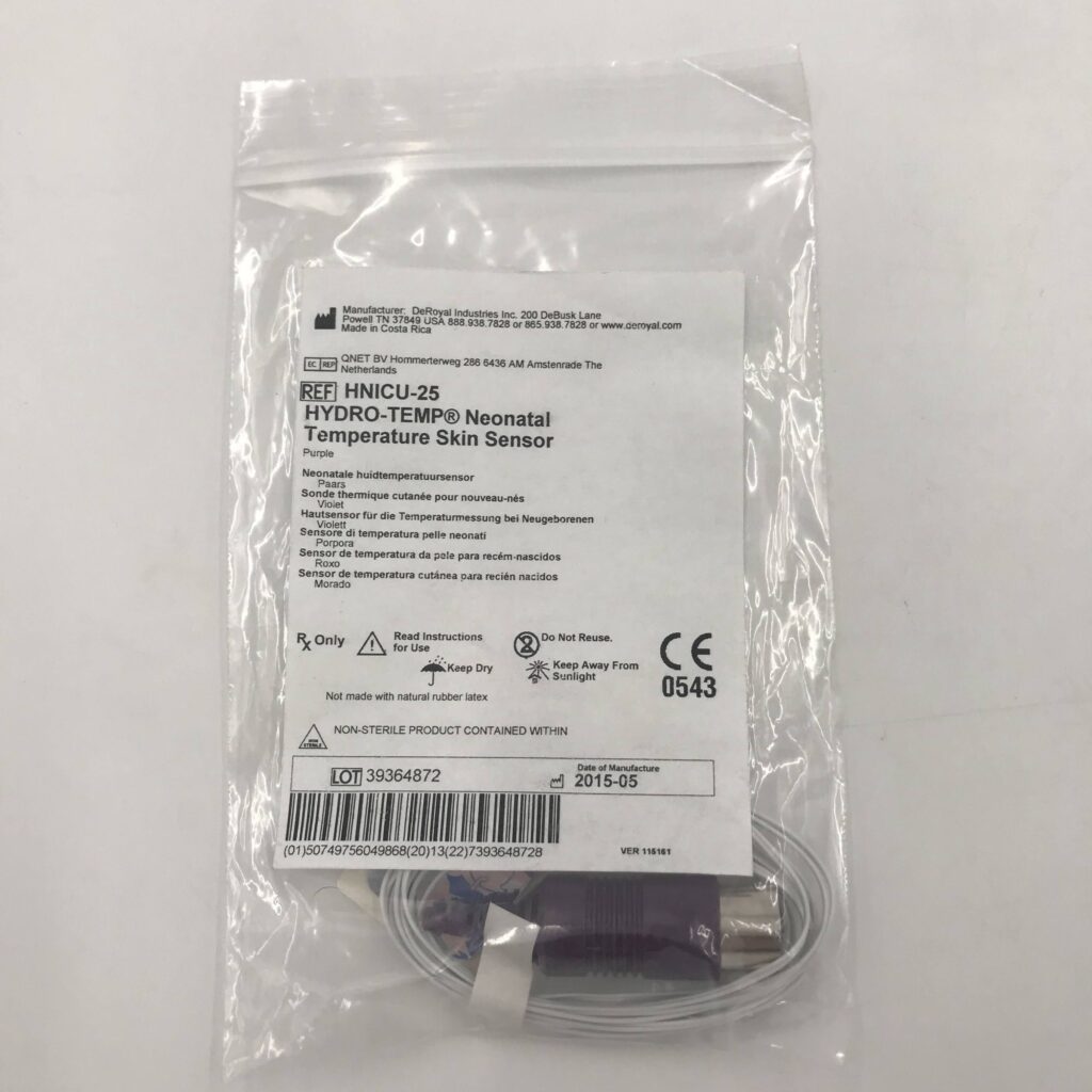 DeRoyal HNICU-25 Hydro-Temp Neonatal Temperature Skin Sensor Purple ...