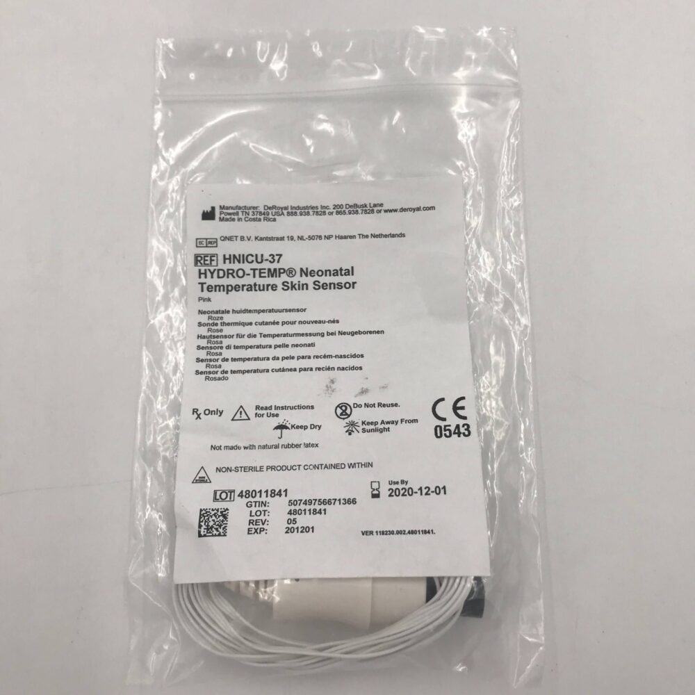 DeRoyal HNICU-37 Hydro-Temp Neonatal Temperature Skin Sensor Pink (X ...