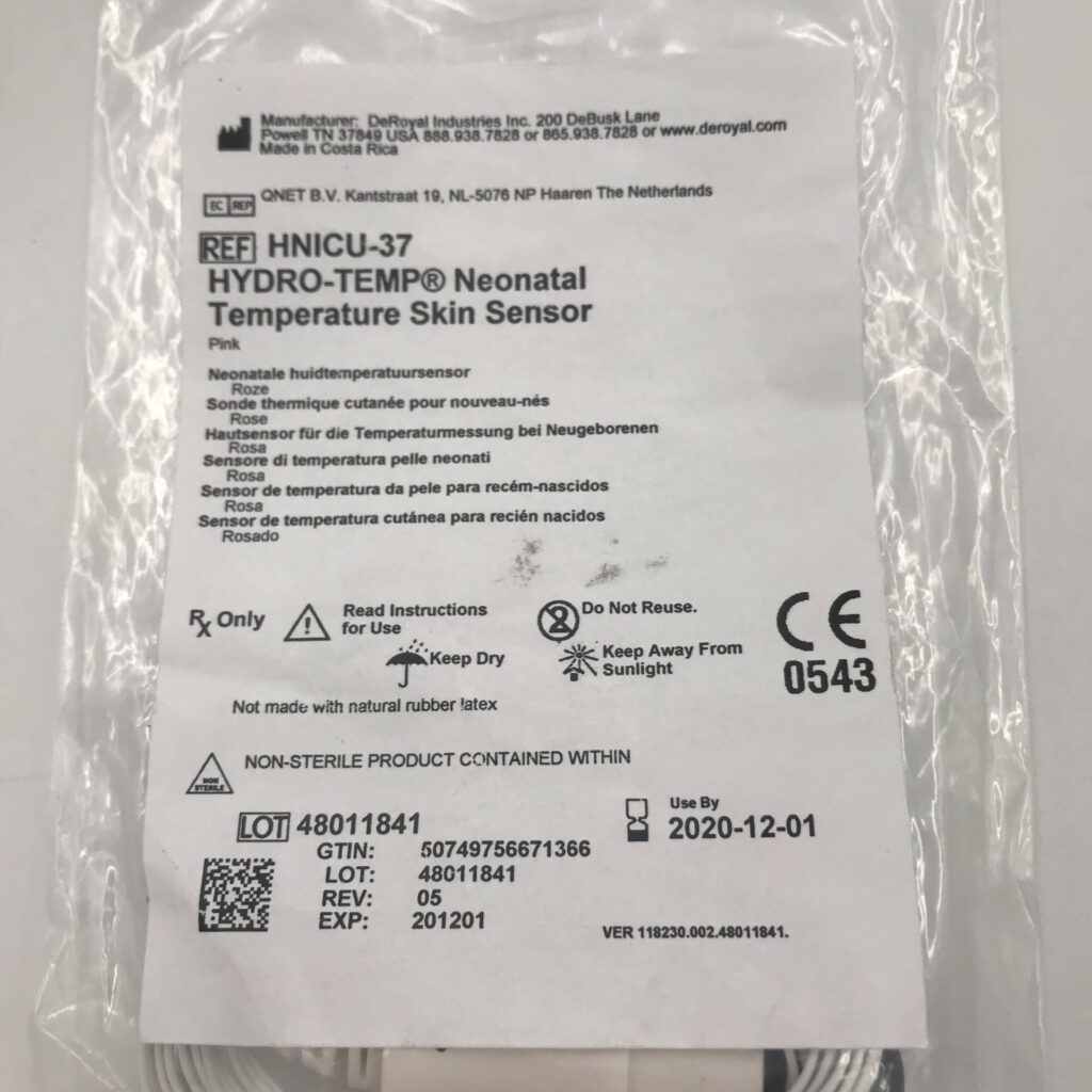 DeRoyal HNICU-37 Hydro-Temp Neonatal Temperature Skin Sensor Pink (X ...