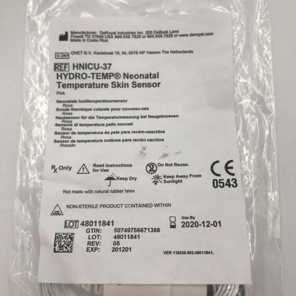 DeRoyal HNICU-37 Hydro-Temp Neonatal Temperature Skin Sensor Pink (X ...