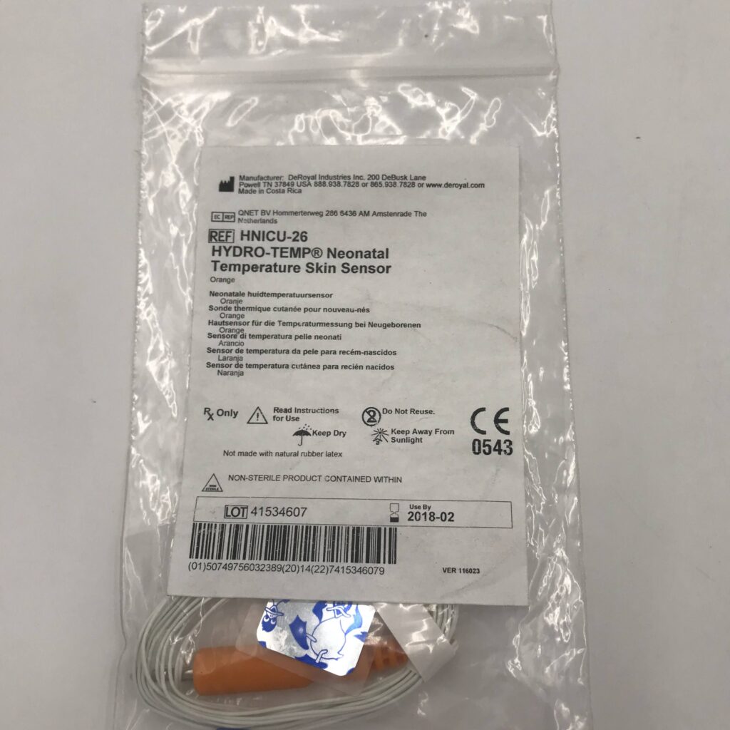 DeRoyal HNICU-26 HYDRO-TEMP Neonatal Temperature Skin Sensor Orange (X ...
